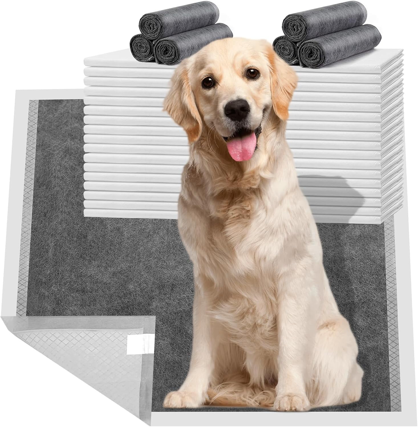 Dog Pee Pads Extra Large 28" x 34", 40 Count, Activated Carbon Charcoal ...