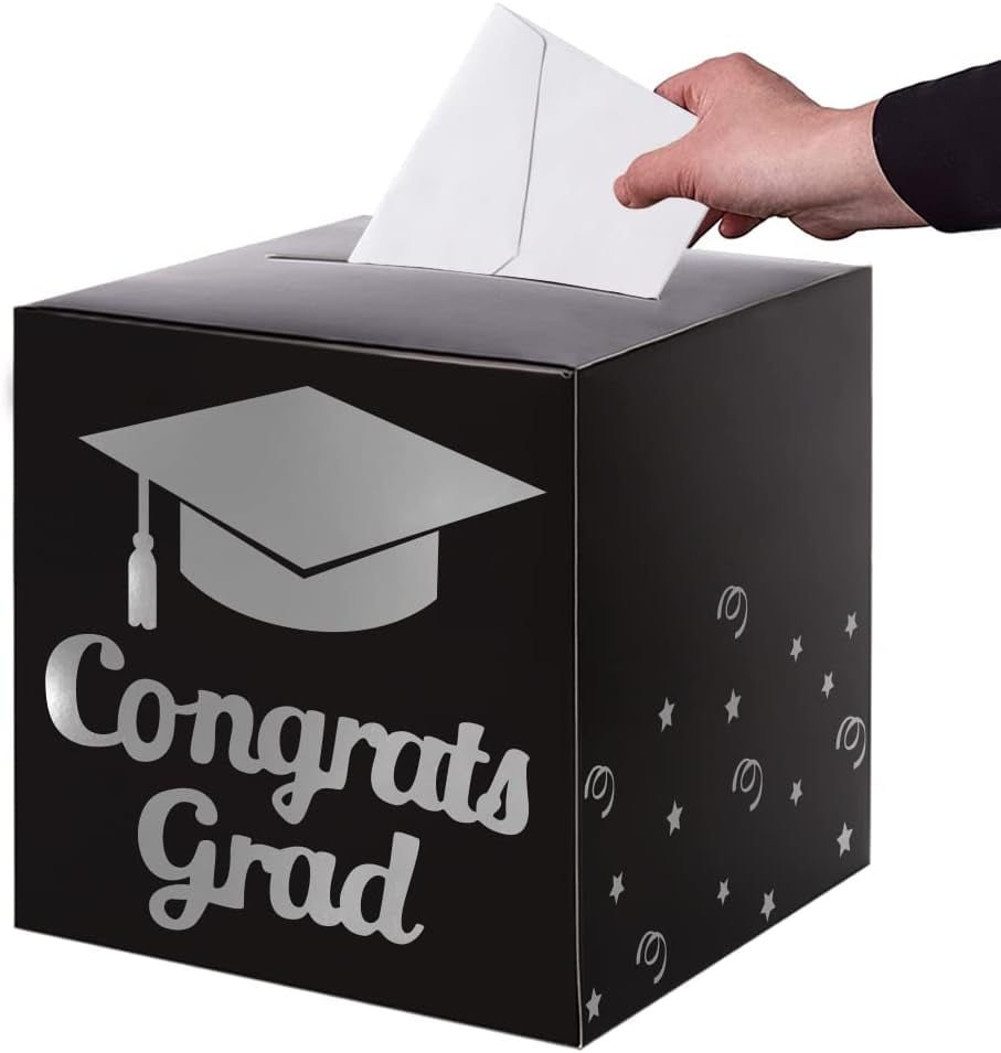 Graduation Card Box Holder, Congrats Grad Foldable Cardboard Decorations Box for Graduation ...