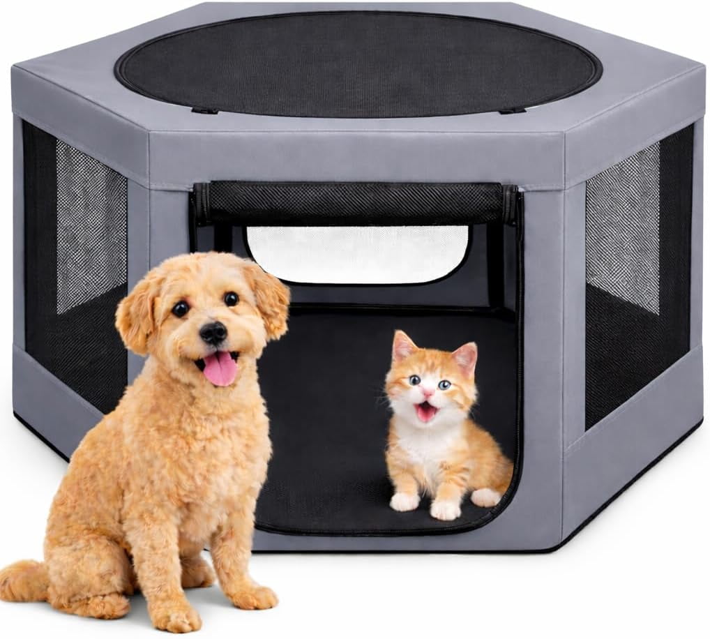 Dog Pen Indoor or Outdoor - Pet Playpen with Top - Perfect for Puppies ...