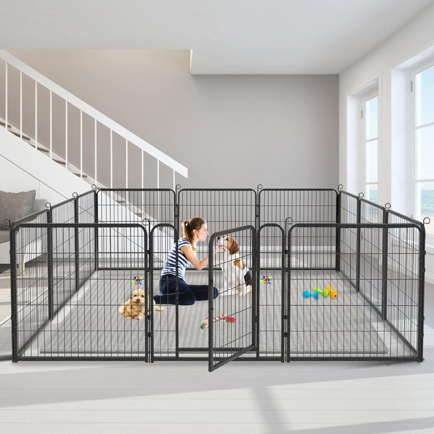 Dog Pen Outdoor Dog Fence Dog Playpen, 32 inch Pet Playpen 12 Panels ...