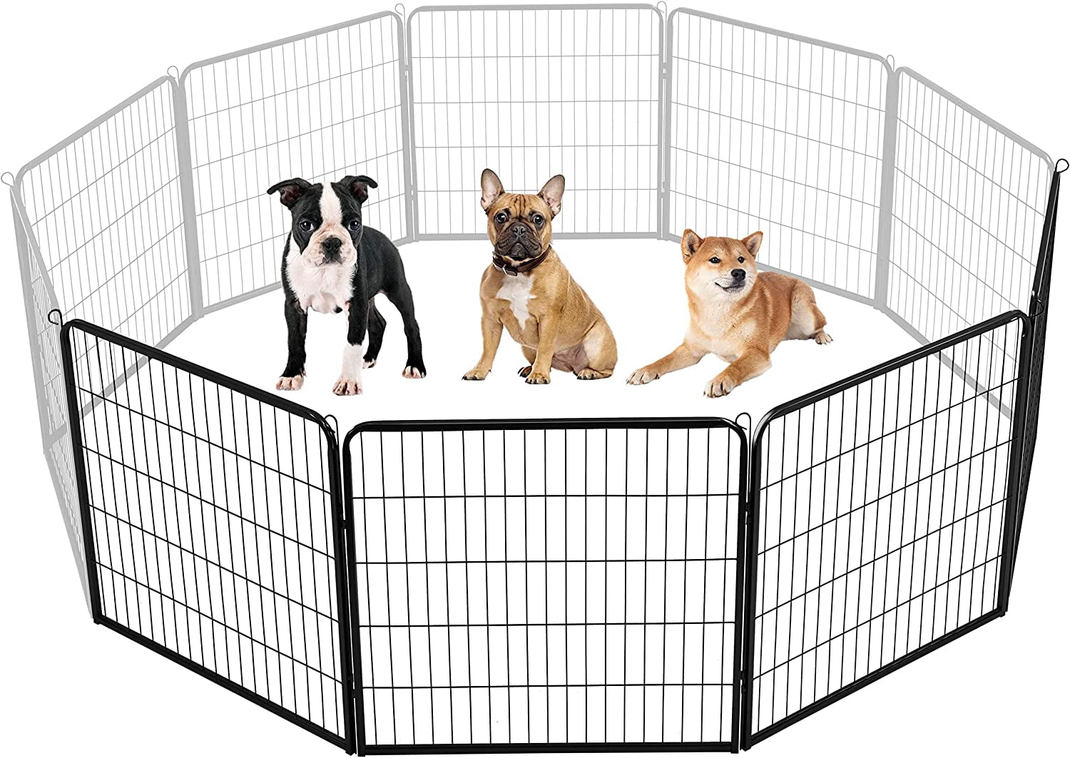 Dog Pen Panels, 4 Panels 32 Inch Height Dog Fence Dog Playpen Iron Dog ...