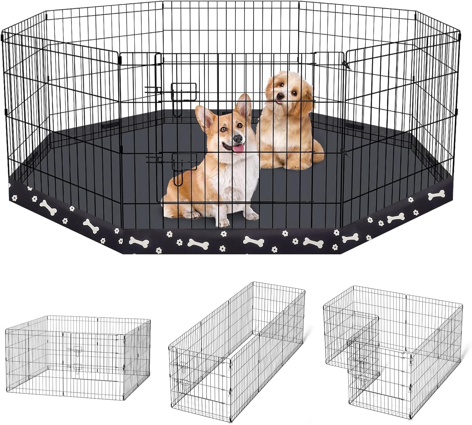 Dog Pen Pet Playpen Dog Fence Indoor Foldable Metal Wire Exercise Puppy ...
