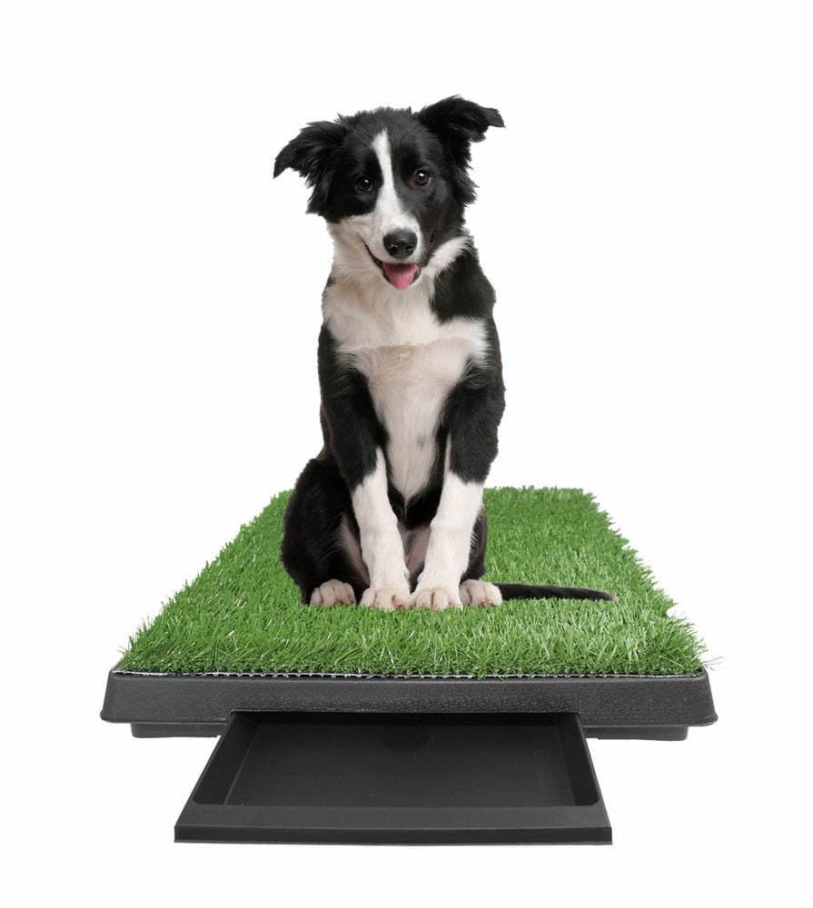 Large Portable Dog Potty Patch with Tray - 3 Layer Turf Mat for Indoor ...