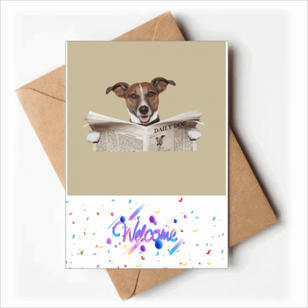 Dog Pet Newspaper Read Art Deco Fashion Welcome Back Greeting Cards ...