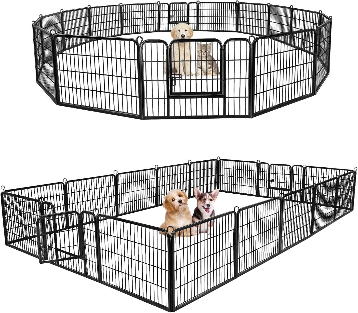 Detachable 16 Panels Dog Playpen 24 Inch Expandable Fence for RV and ...
