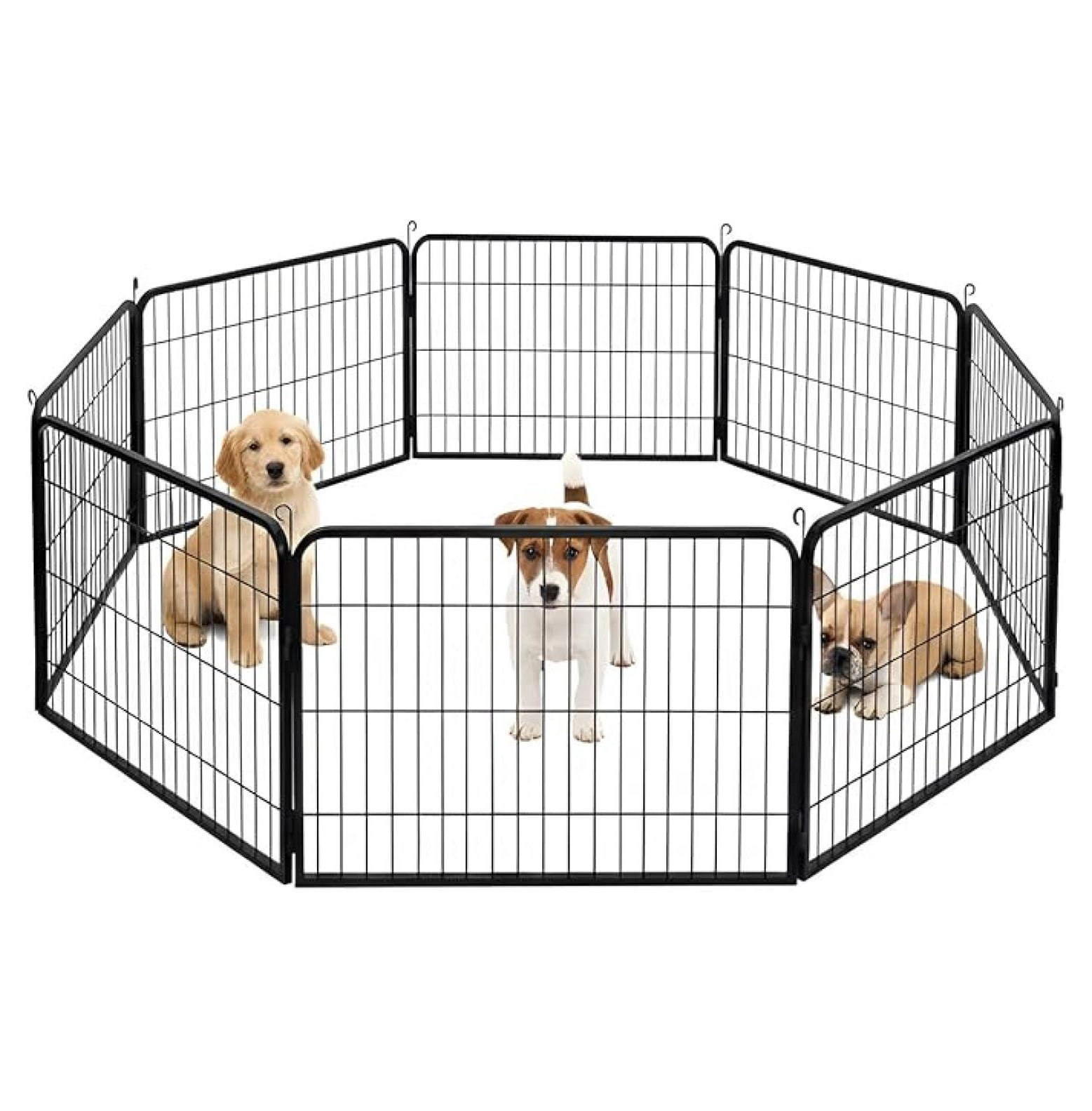 Dog Playpen 24 Inch 8 Panels Heavy Duty Metal Pet Exercise Pen Indoor ...