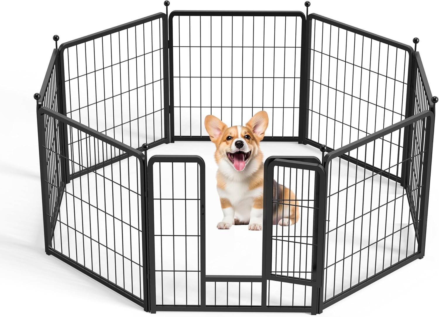 Dog Playpen 24 Inch 8 Panels, Heavy Duty Metal Pet Playpen Indoor ...