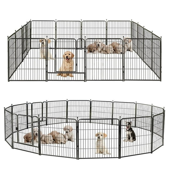 Dog Playpen Indoor Metal 40 Inch 16 Panels Foldable Pet Fence with Door ...