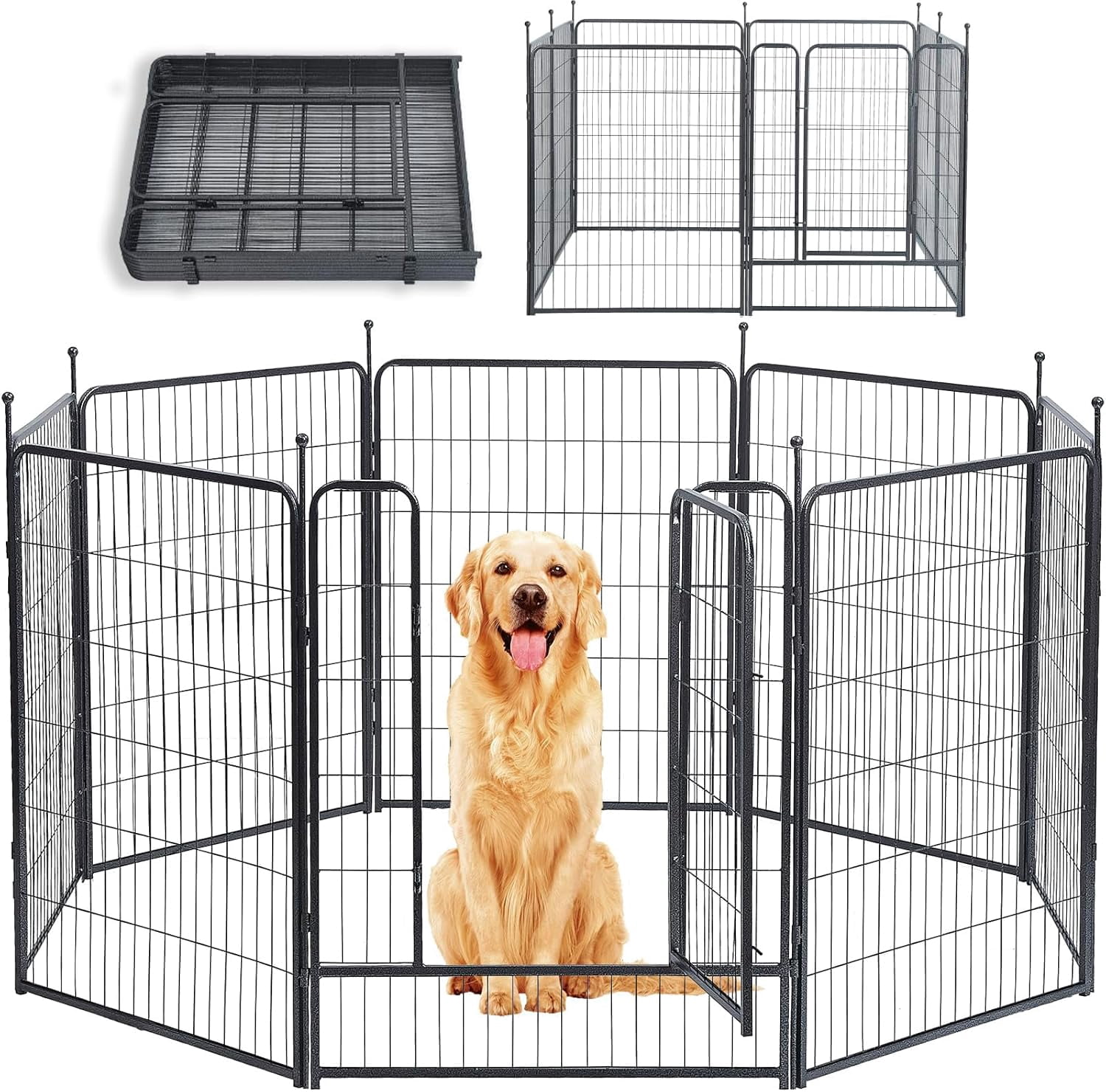 Dog Playpen 32/40/45 Inch Height in Heavy Duty Folding Indoor Outdoor ...