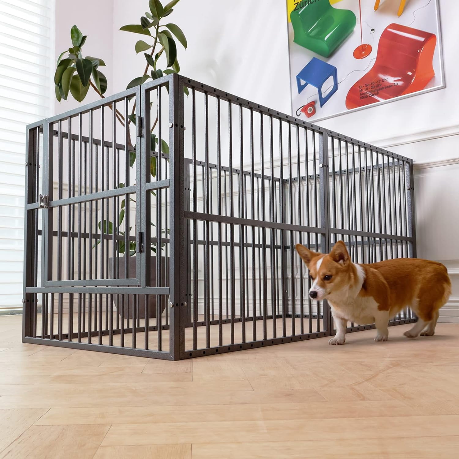 Dog Playpen - 32" Height Dog Pen, Heavy Duty Puppy Pen with Door, Safe ...