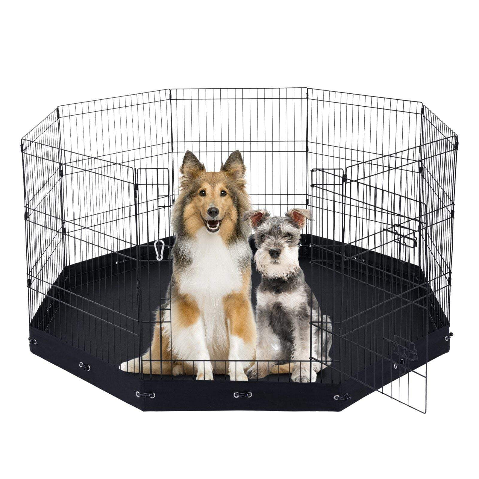Dog Playpen 8 Panels Foldable Metal Dog Exercise Pen with Bottom Pad 30 ...