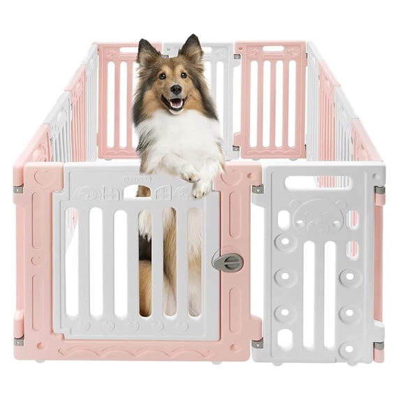 Dog Playpen with Door and Function Panel, 13 Pane l Indoor Outdoor Pet ...
