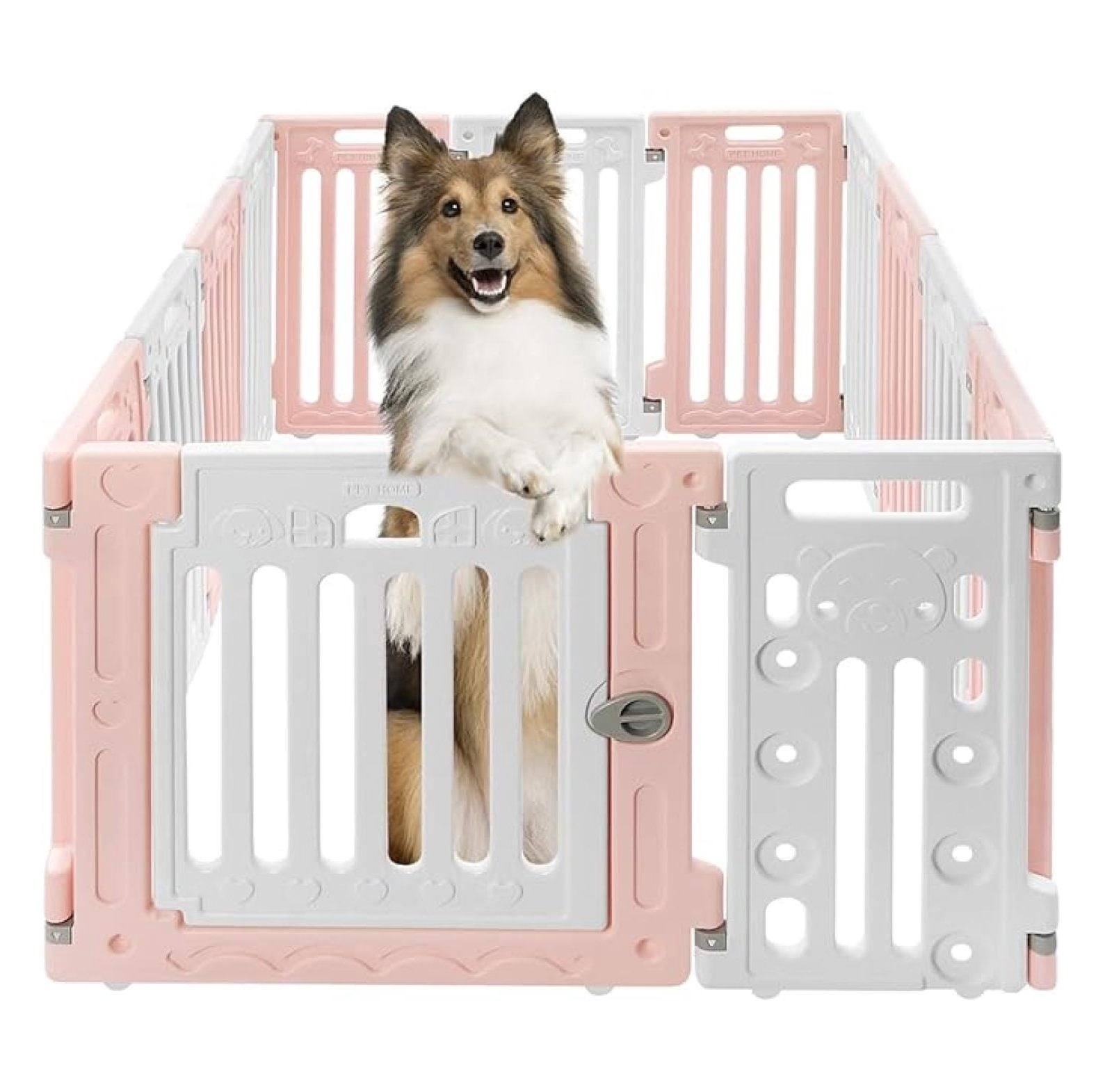 Dog Playpen with Door and Function Panel, 13 Pane l Indoor Outdoor Pet ...