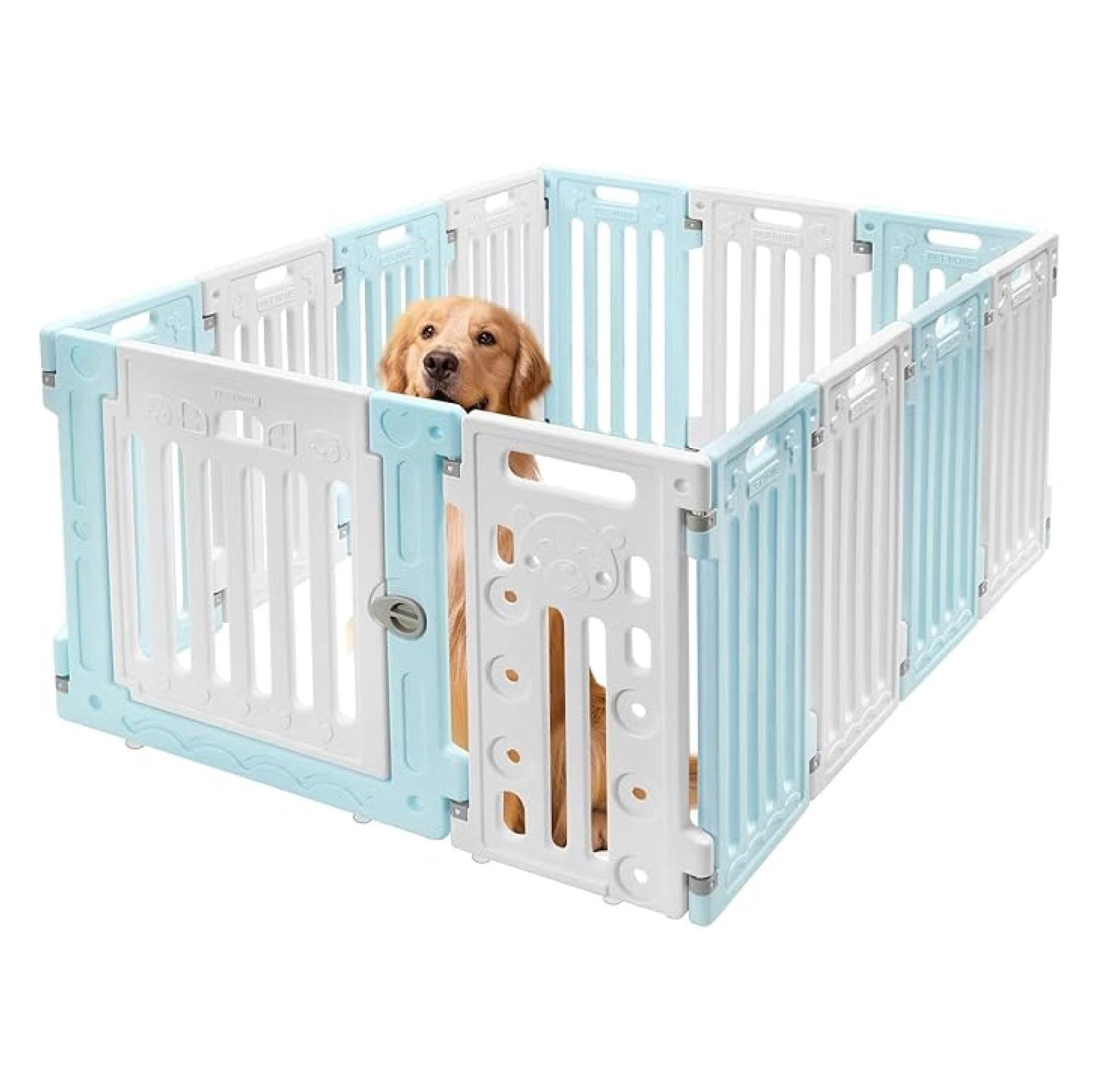 Dog Playpen with Door and Function Panel, 13 Pane l Indoor Outdoor Pet ...