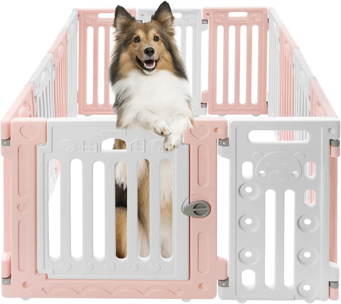 Dog Playpen with Door and Function Panel, 13 Pane l Indoor Outdoor Pet ...