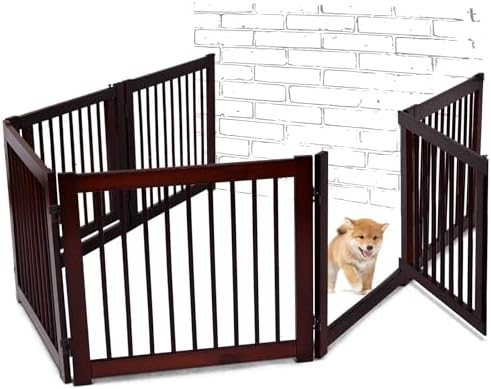 Dog Playpen, Extra Wide Dog Gate Indoor with Gate Latch, Folding Stair ...