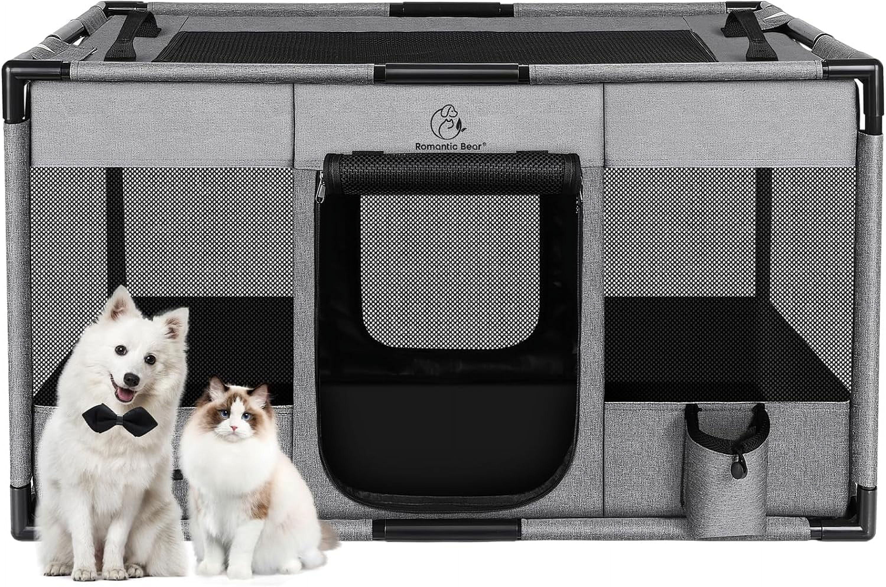 Dog Playpen,Fabric Fence, Portable Soft Cat Kennel Crate,Breathable ...