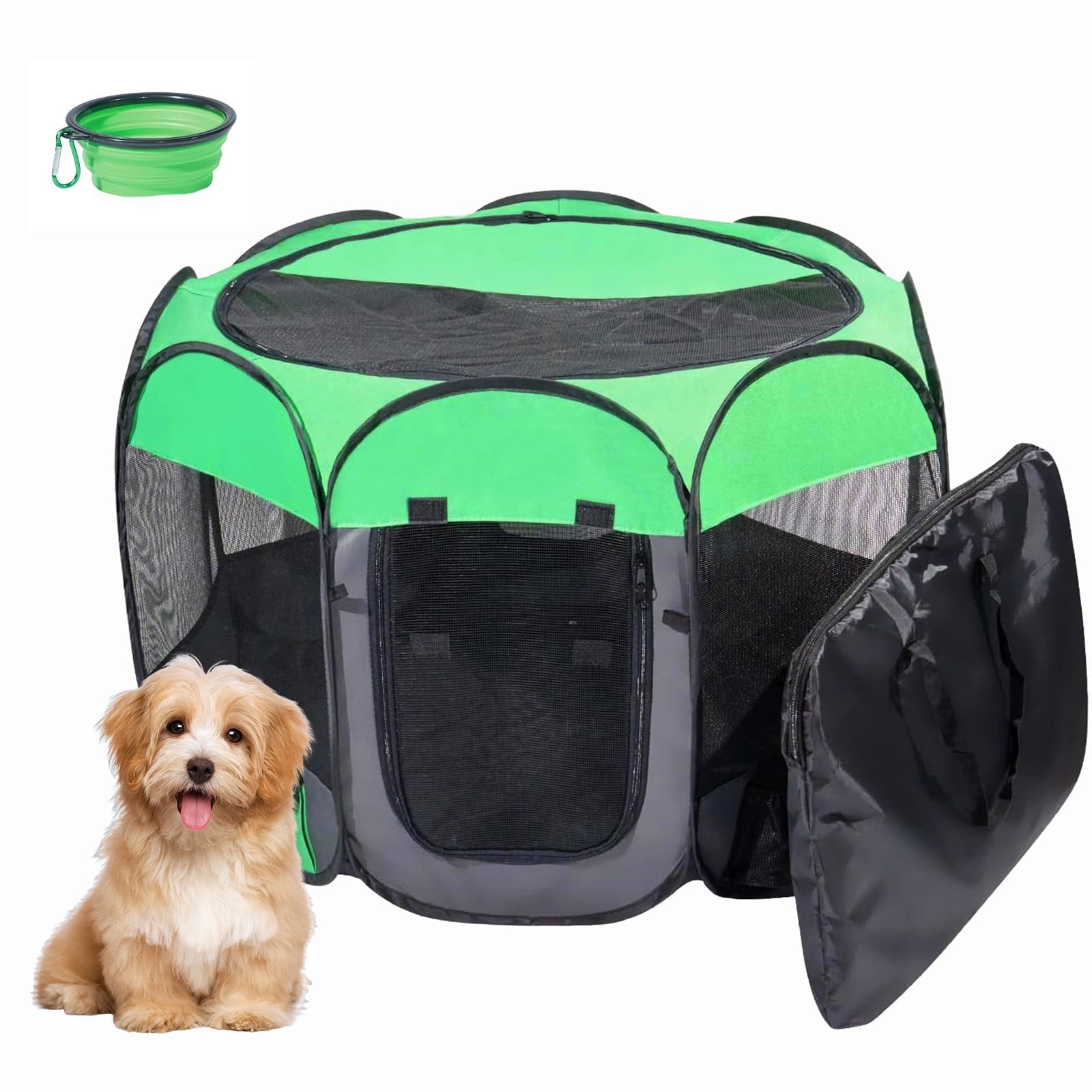 Dog Playpen Indoor 29" Pop-Up Pet Playpen, Folding Soft Dog Crate ...