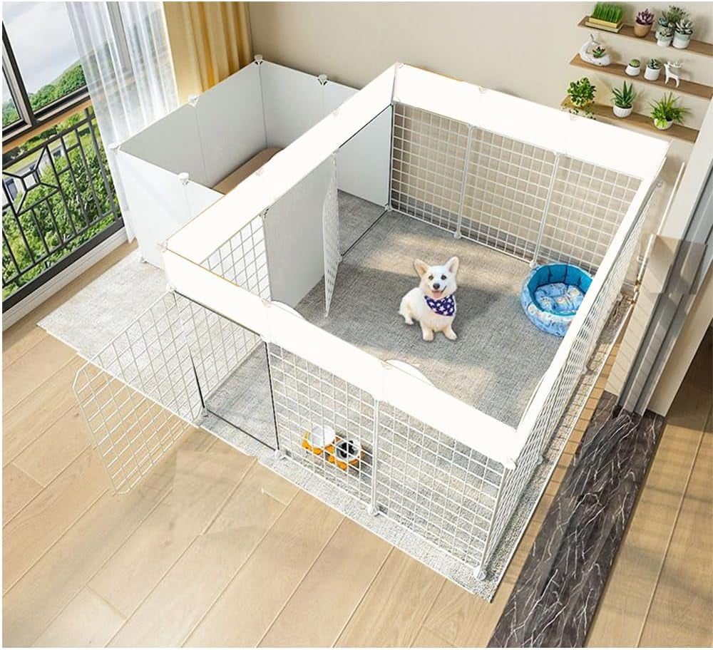Dog Playpen Indoor with Door, 18 Panel DIY Dog Play Pen Portable Metal ...