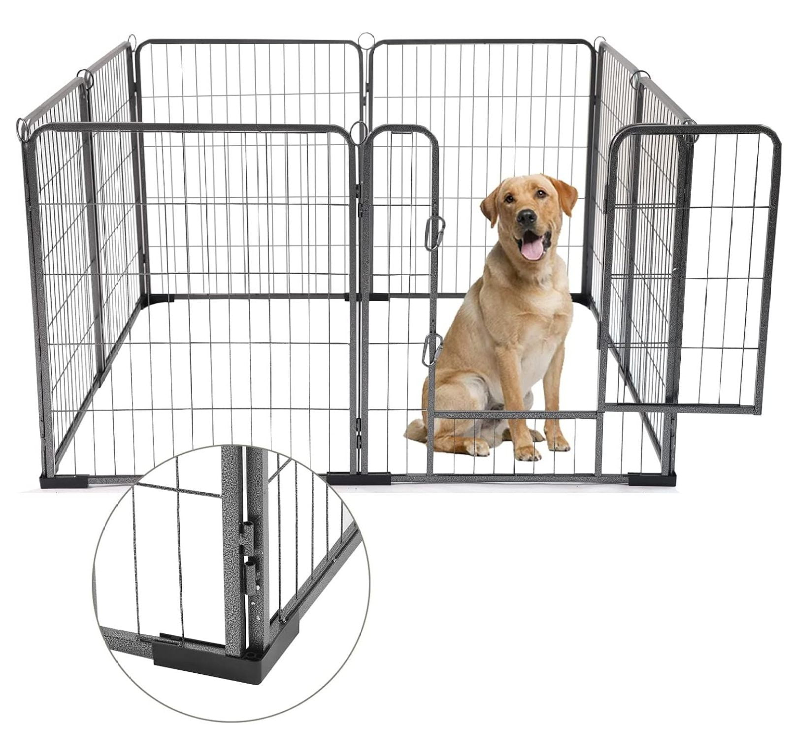 Dog Playpen Indoor & Outdoor Foldable Metal Pet Exercise Fence Pen with ...