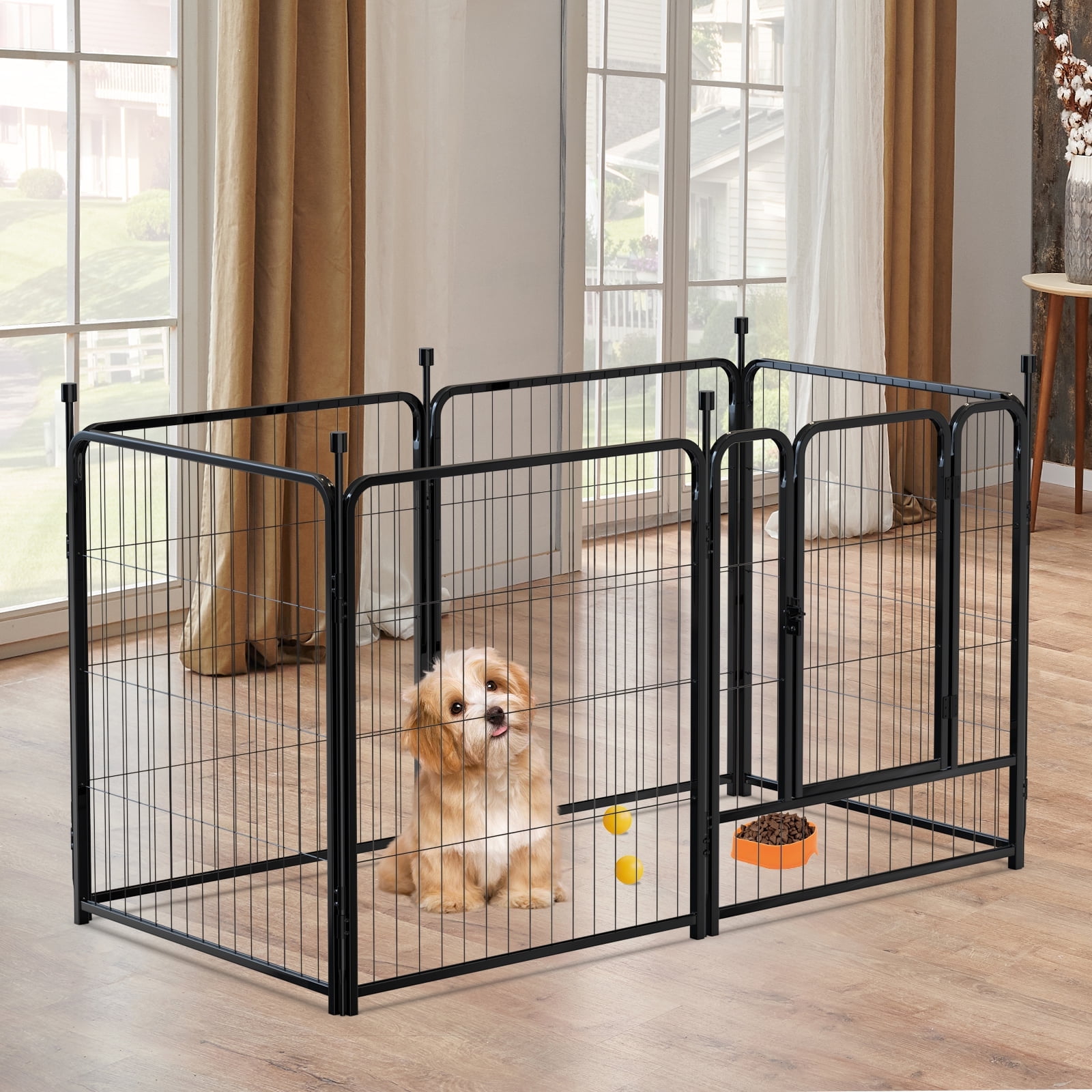 Dog Playpen Outdoor 6 Panels 32 inch Height Heavy Duty Metal Pet Fence ...