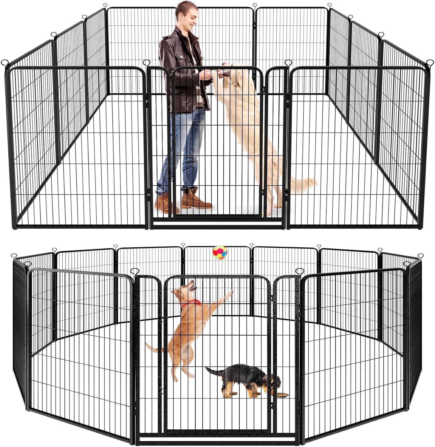 Dog Playpen Outdoor Extra Wide 12 Piece Panels Heavy Duty Dog Fence 47 ...