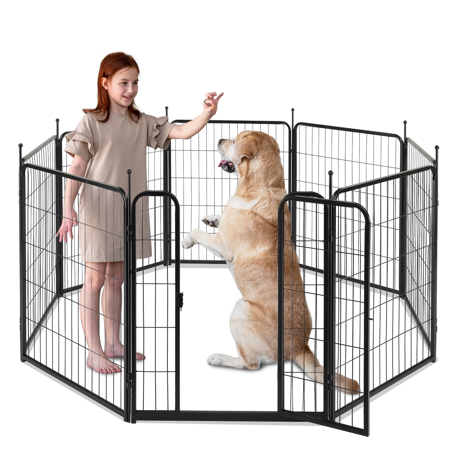 Dog Playpen Pet Dog Fence, 32" Height 8 Panels Metal Dog Pen, Outdoor ...