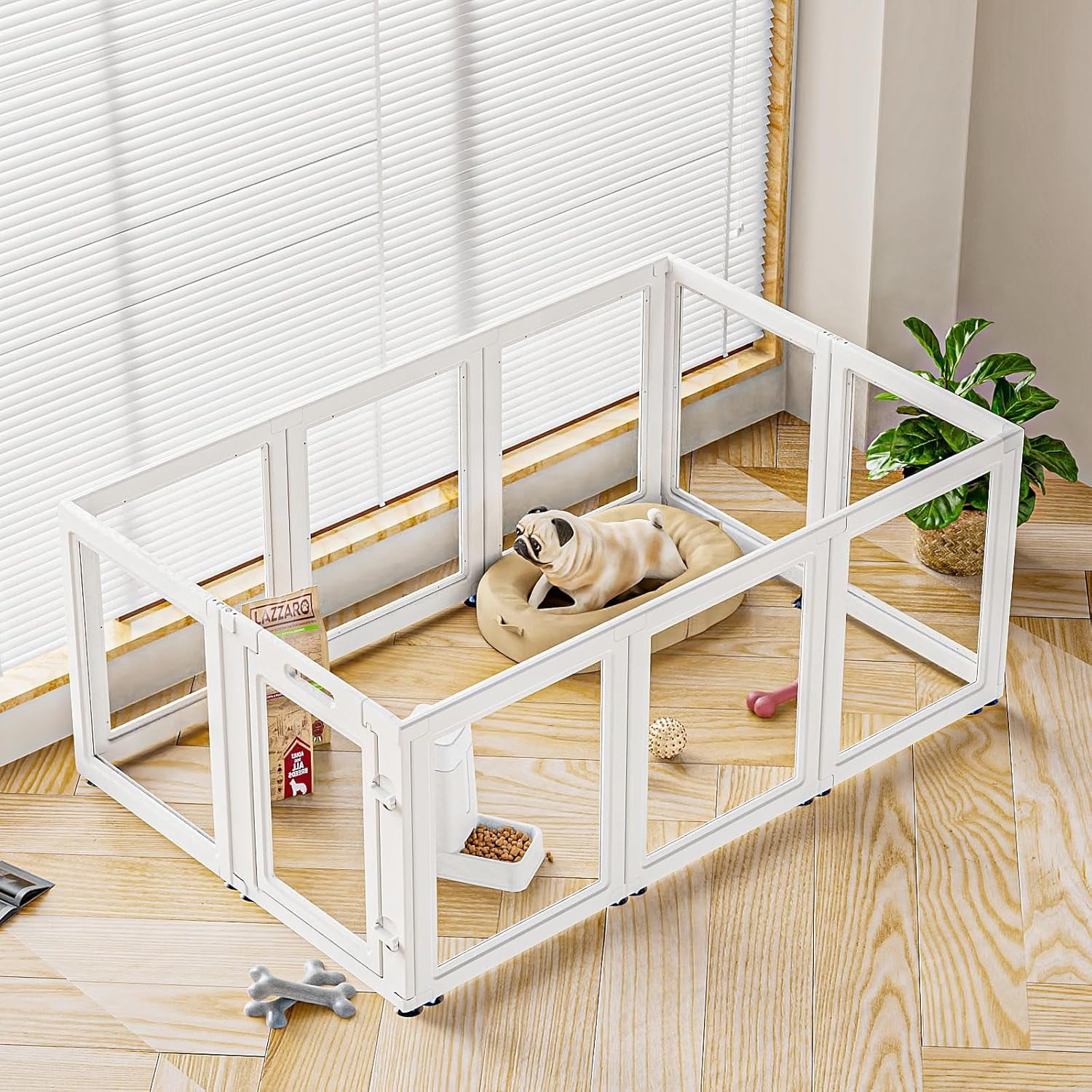 Dog Playpen Transparent Puppy Playpen Indoor, Easy Assemble ...