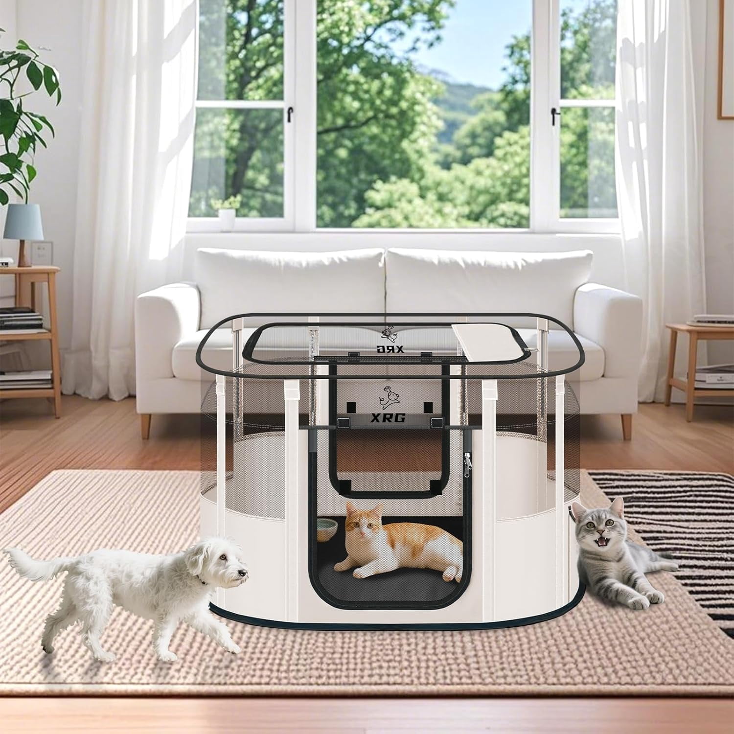 Dog Playpen with Waterproof pad, Portable Pet Crate Kennel Tent, Cat ...