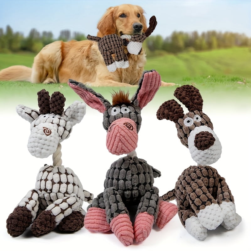 Dog Plush Toy, Cartoon Squeaky Pet Chew Toy, Perfect for Small & Medium ...