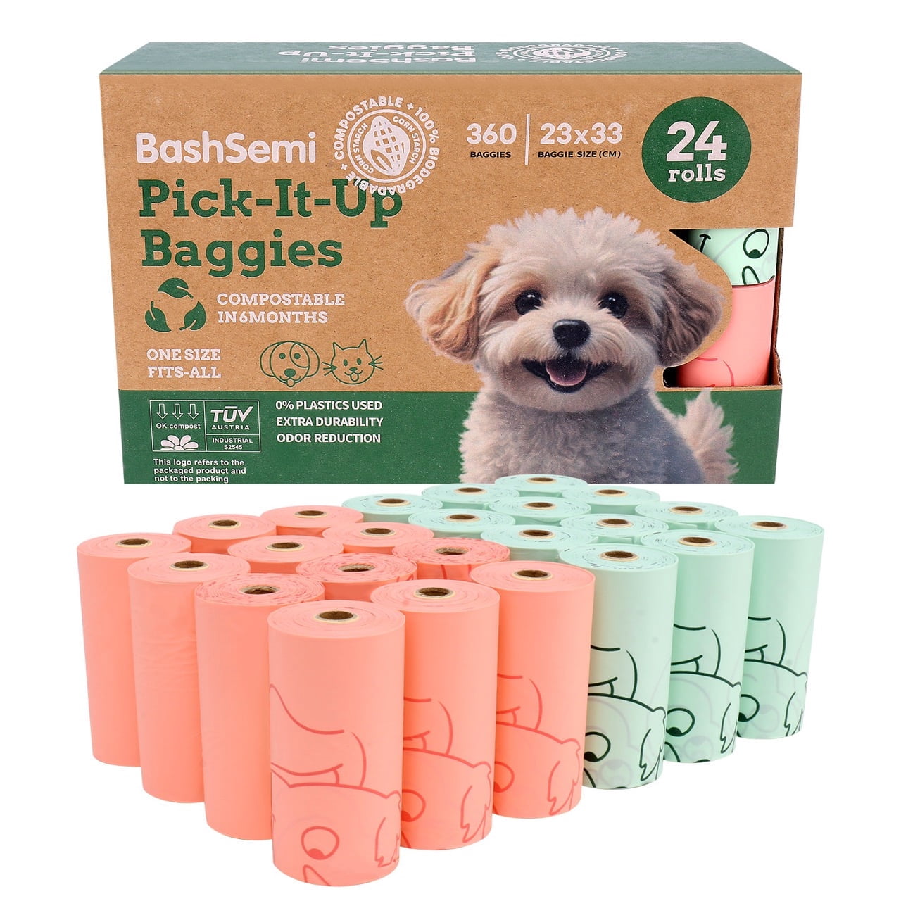 BASHSEMI Extra Large Certified Compostable, Eco-Friendly Dog & Cat ...