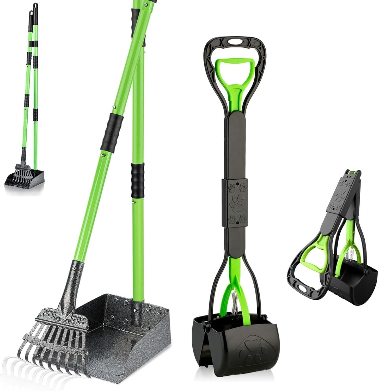 Dog Pooer Scooper Set, 2 in 1 Pet Poop Scooper with Long Handle 28" Dog ...