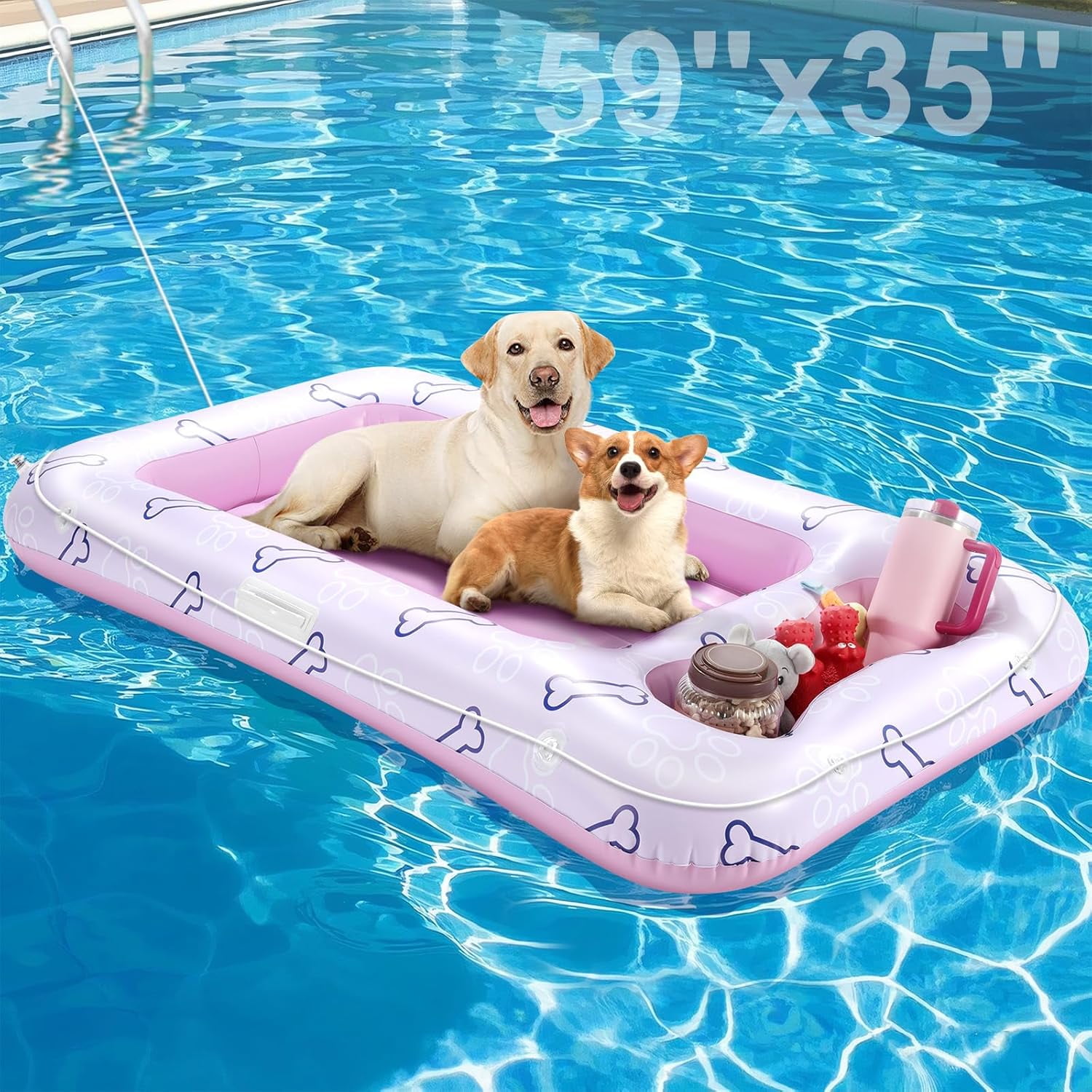 Dog Pool Float, Inflatable Pet Pool Floats for Medium Large Dogs Up to 220 lbs, Dog Raft and ...