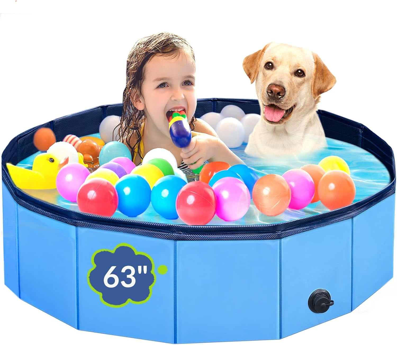 Dog Pool, Foldable Pet Swimming Pool with 6mm High-Strength PP Board ...