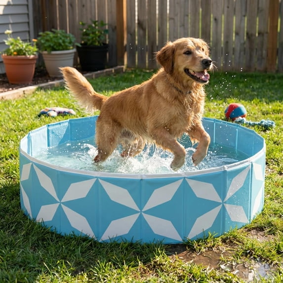 Dog Pool for Large Dogs, Kiddie Pool Hard Plastic Collapsible Dog Pool ...
