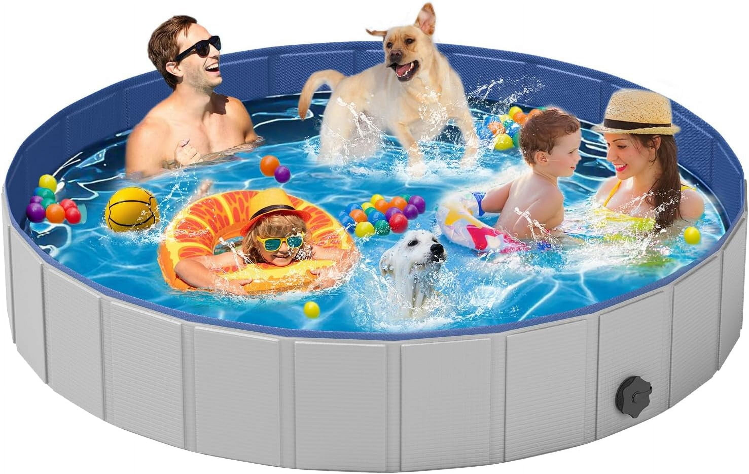 Dog Pool for Large Dogs,Foldable Plastic Pool for Dogs Slip-Resistant ...