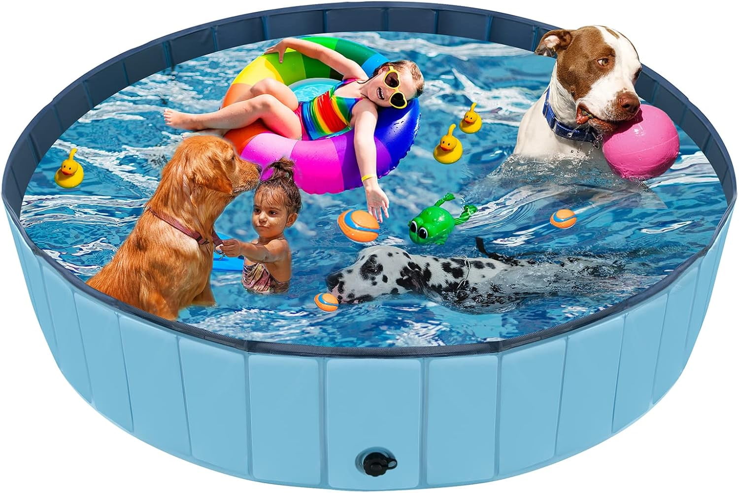 Dog Pool for Large Dogs, Kiddie Pool Hard Plastic, Dog Bathtub Portable ...