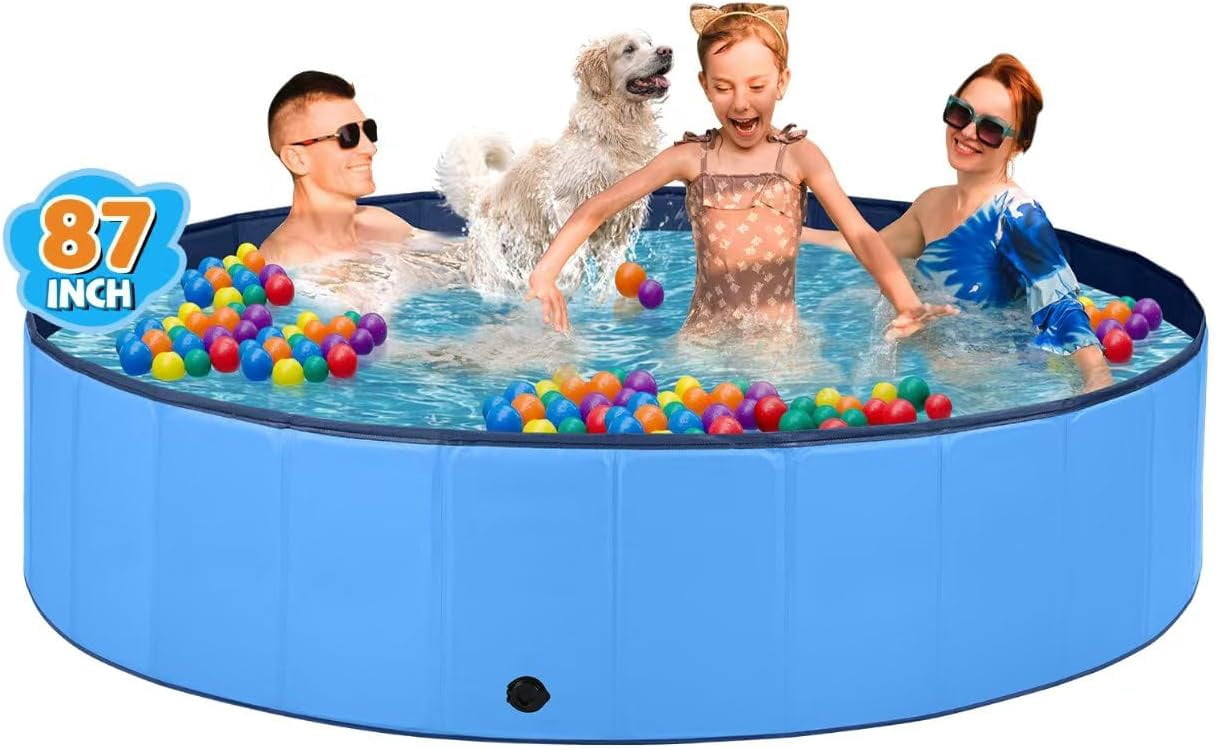Dog Pool for Large Dogs Kiddie Pool Hard Plastic Foldable Dog Bathing ...