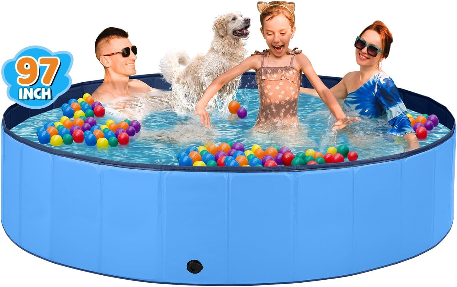 Dog Pool for Large Dogs Kiddie Pool Hard Plastic Foldable Dog Bathing ...