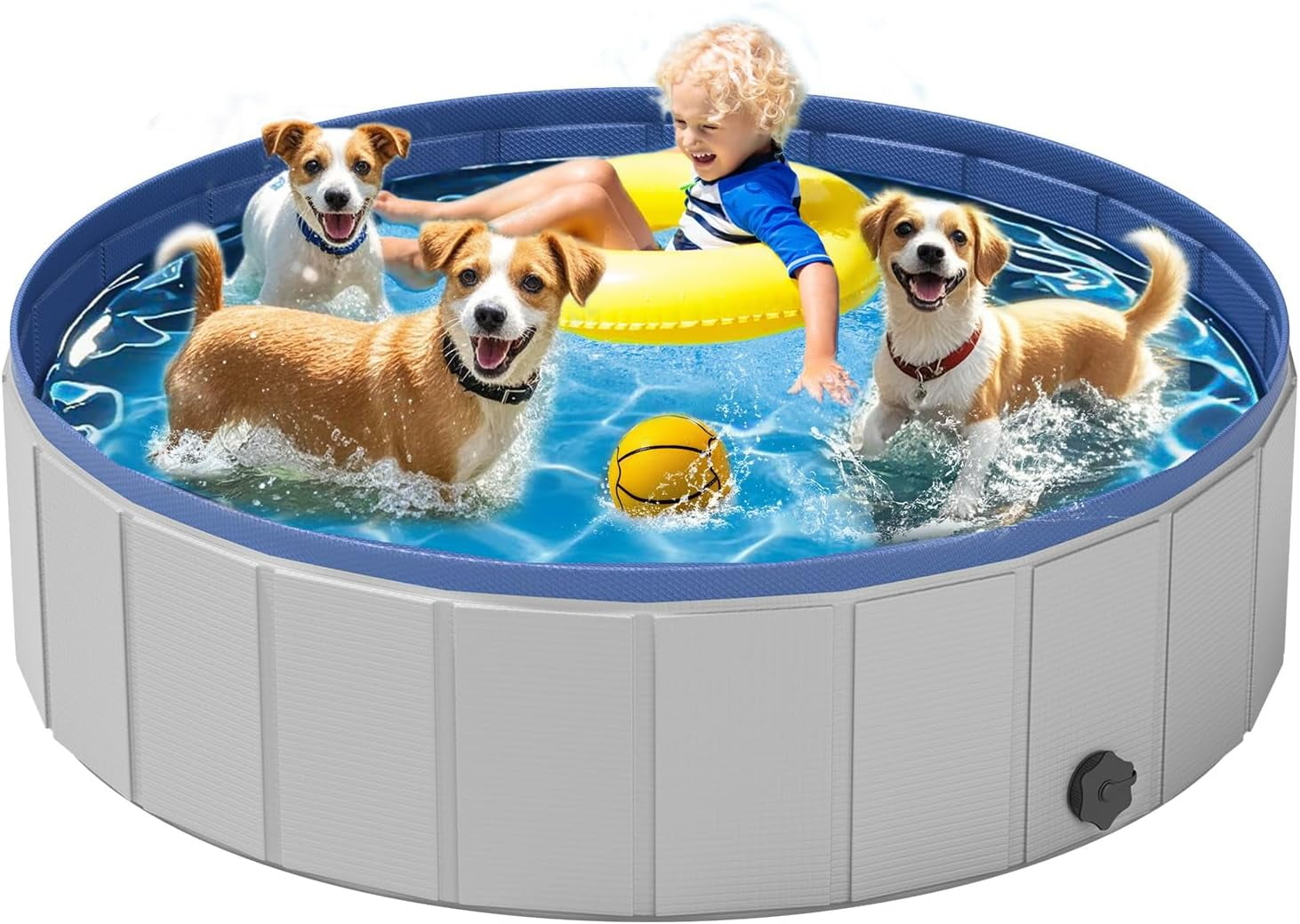Dog Pool for Small Dogs, Plastic Pool for Dogs, Dog Bathtub Portable ...