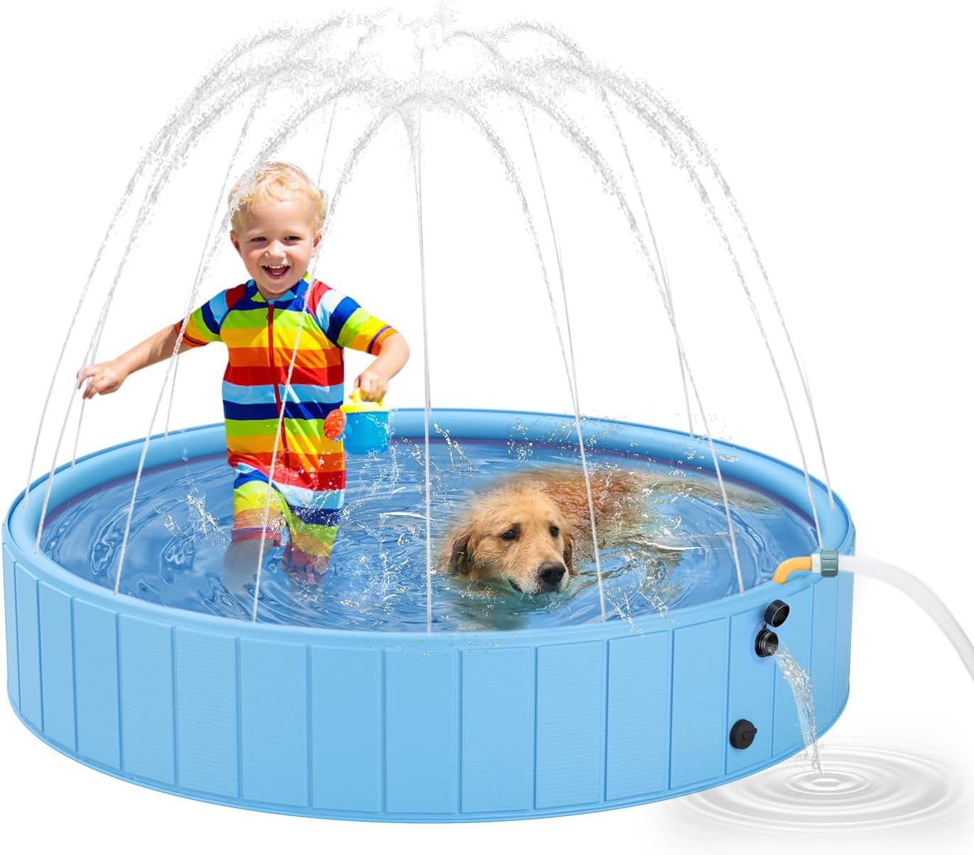 Dog Pools for Large Dogs, 2-in-1 Sprinkler Pool for Kids Non-Slip Dog ...