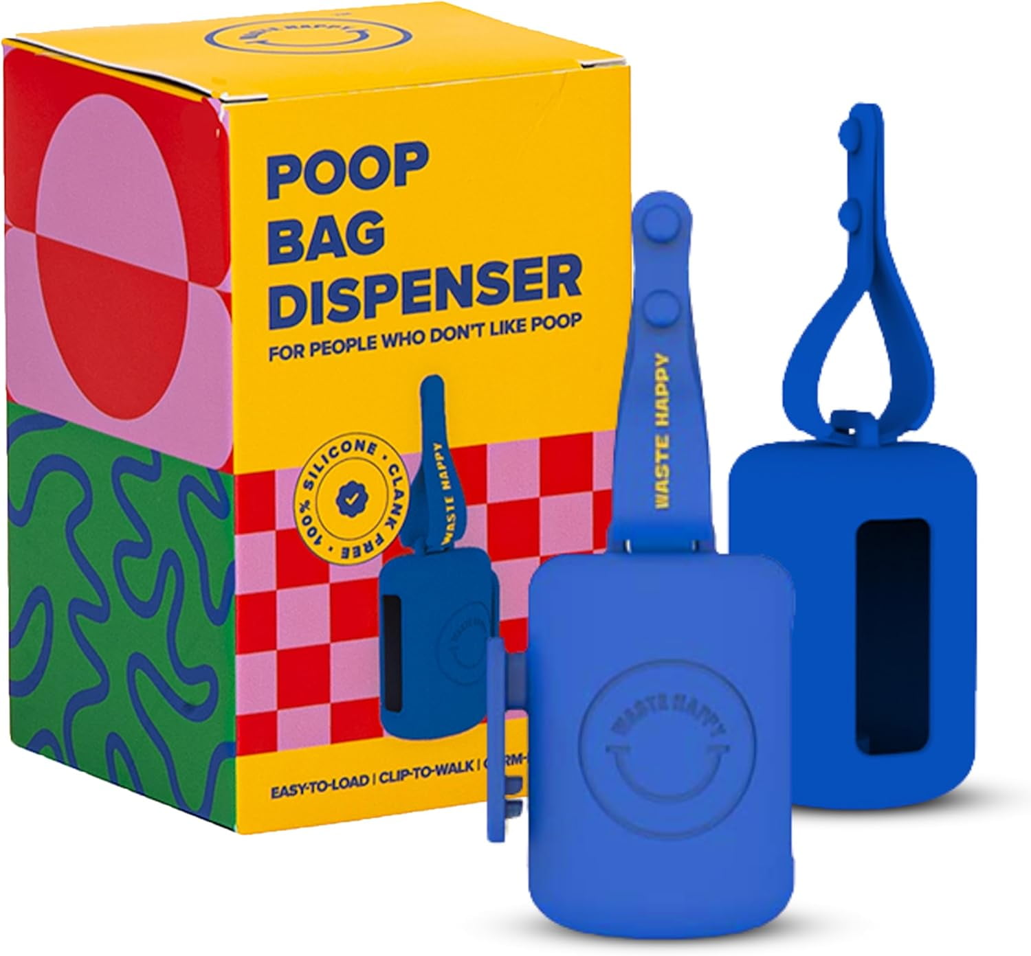 Dog Poop Bag Dispenser with 15 14" Bags Capacity – Blue Silicone Dog ...