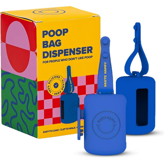 Dog Poop Bag Dispenser with 15 14" Bags Capacity – Blue Silicone Dog ...