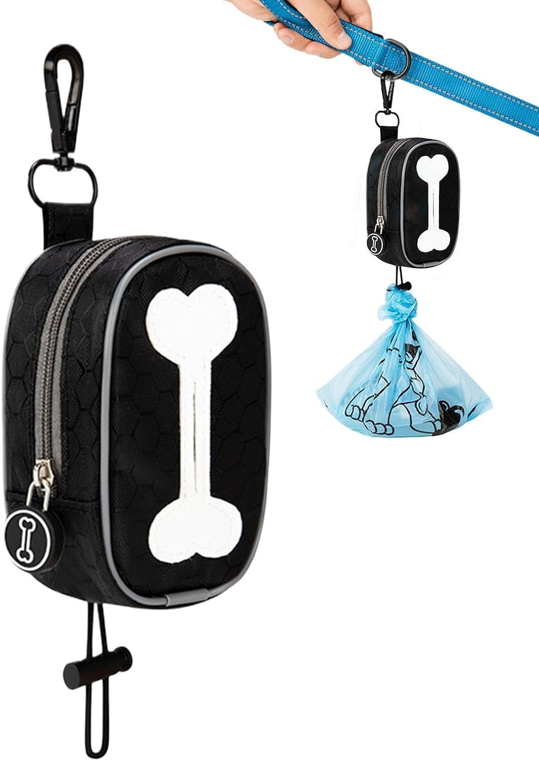 Dog Poop Bag Holder for Leash with Carabiner and Zipper Clip, All ...