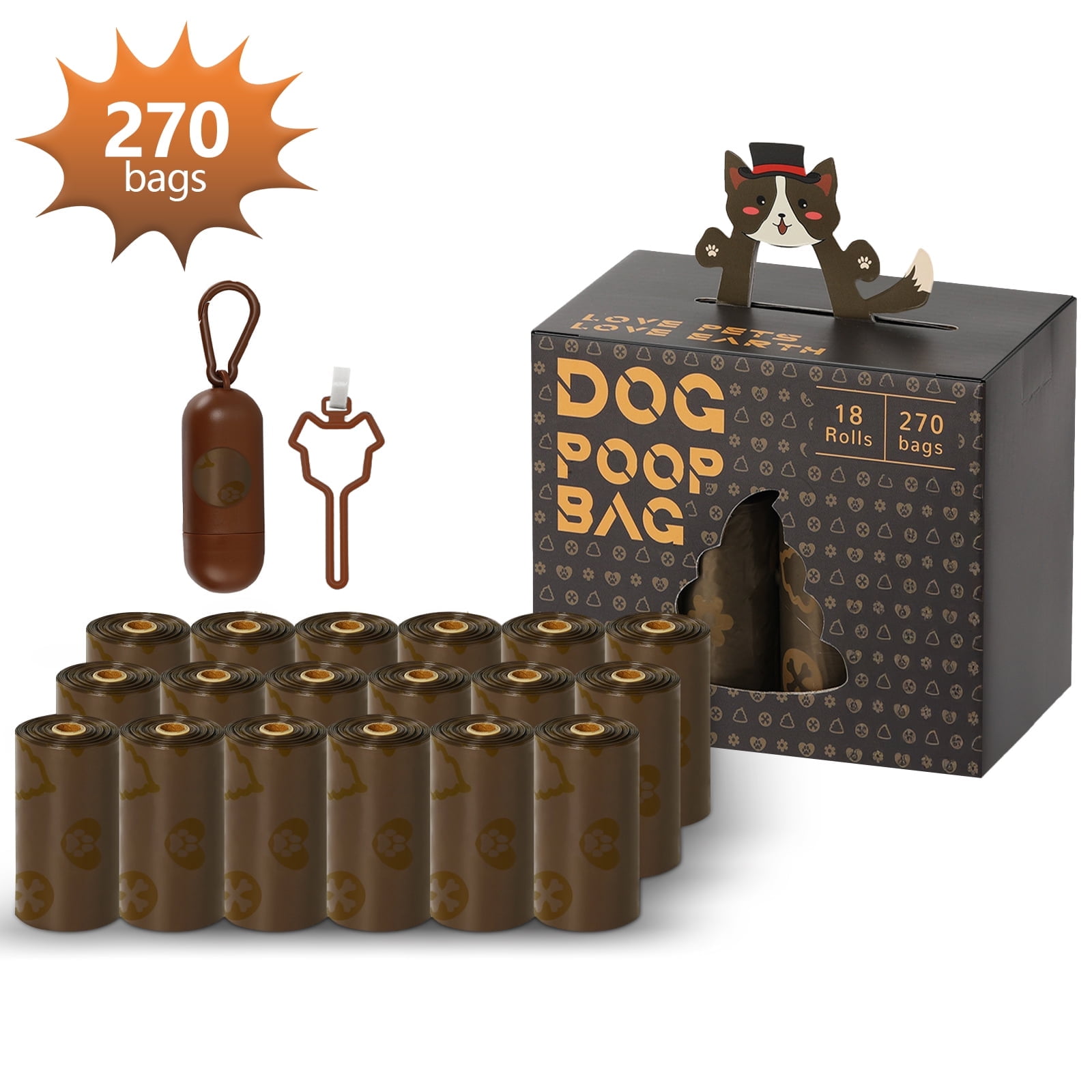 Skdwakiz 9'' x 13'' Dog Poop Bags with Dispenser & Hanging Hoder - 18 ...