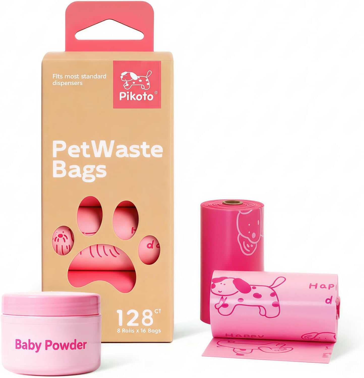 Dog Poop Bags Rolls, 128 Count (8 Refills) - 60% Recycled Plastic Baby ...