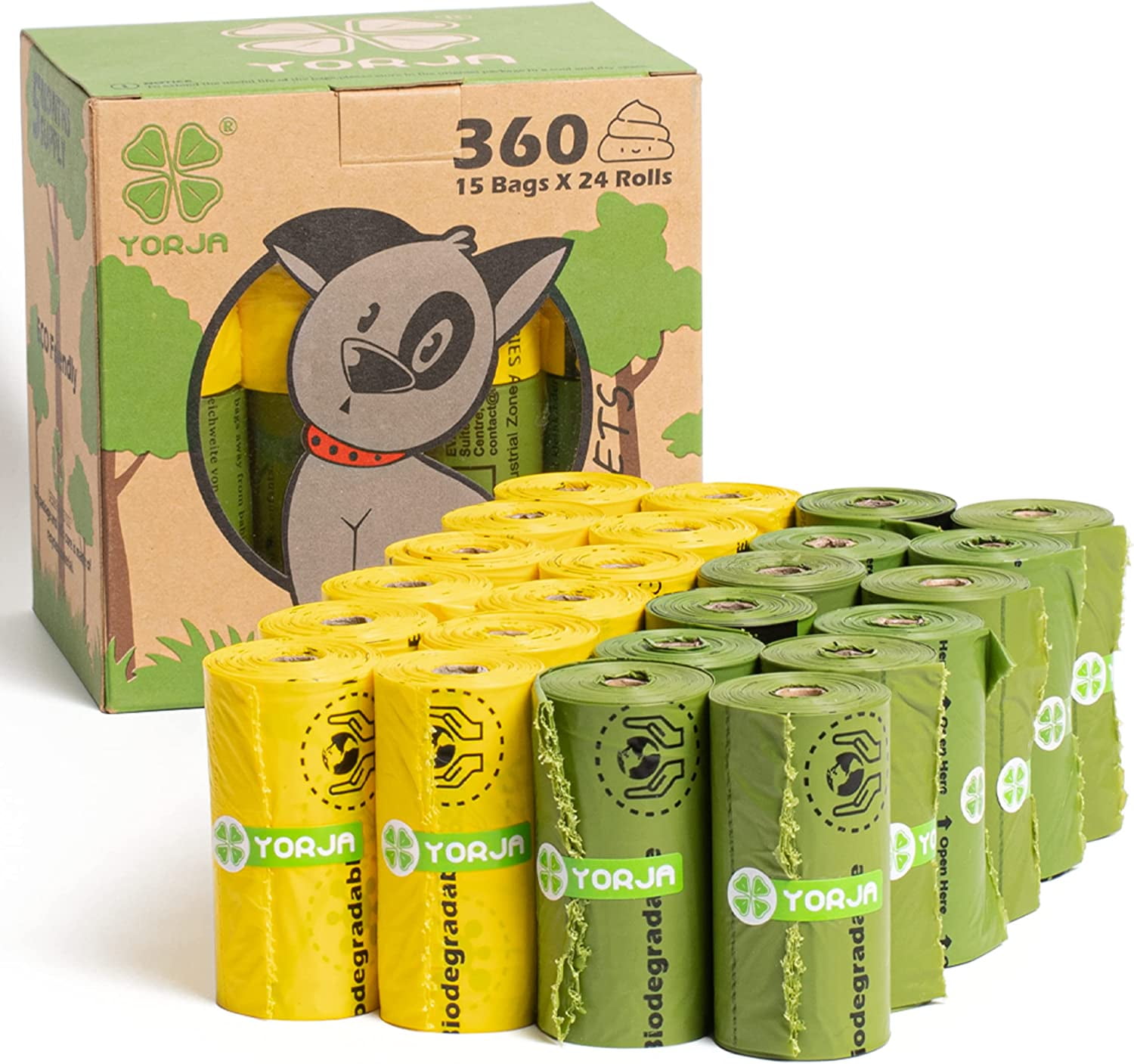 Dog Poop Bags Rolls, 360 Pet Waste Bags, 100% Leak Proof Extra Thick ...