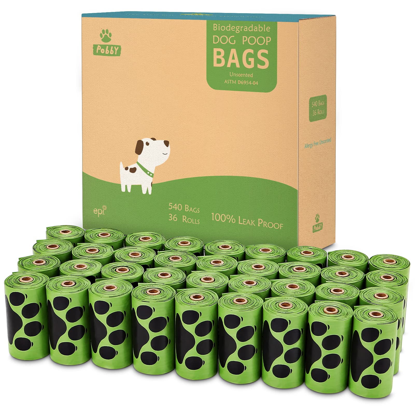 Dog Poop Bags Rolls 540 Count, ATT1Unscented Refill Rolls, 9" X 13 ...