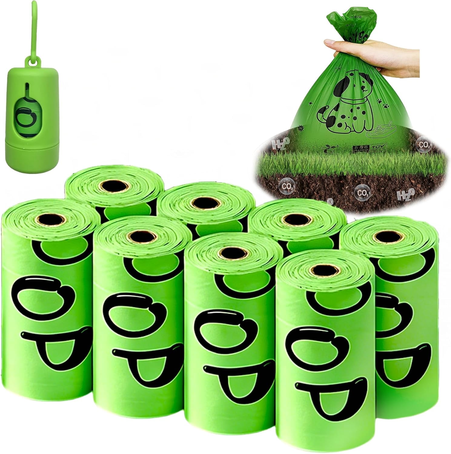 Dog Poop Bags Rolls-Biodegradable dog poop bags, Compostable Dog Waste ...