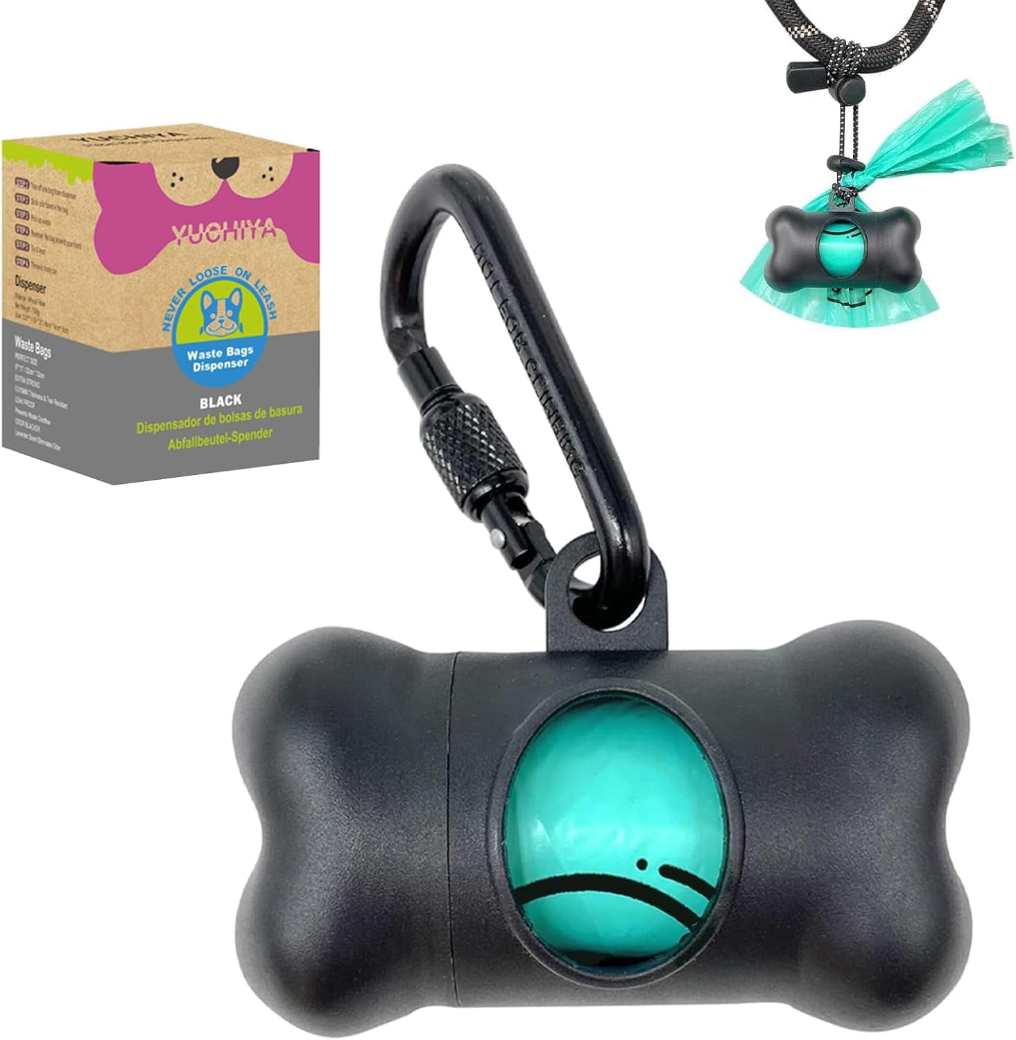 Dog Poop Pickup Bags Holder Dispenser with Standard-Sized Leak-Proof ...